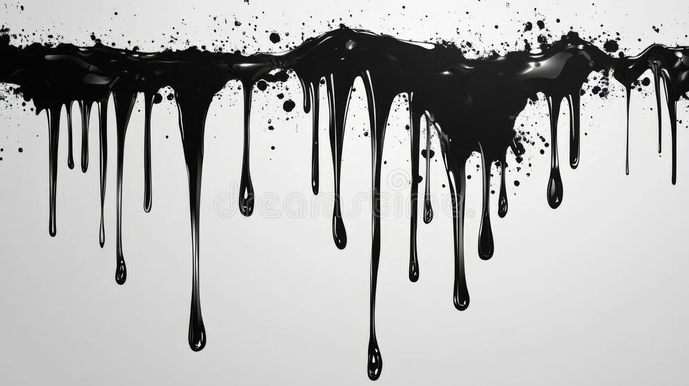 Black Ink Drips on White Background Stock Illustration - Illustration ...