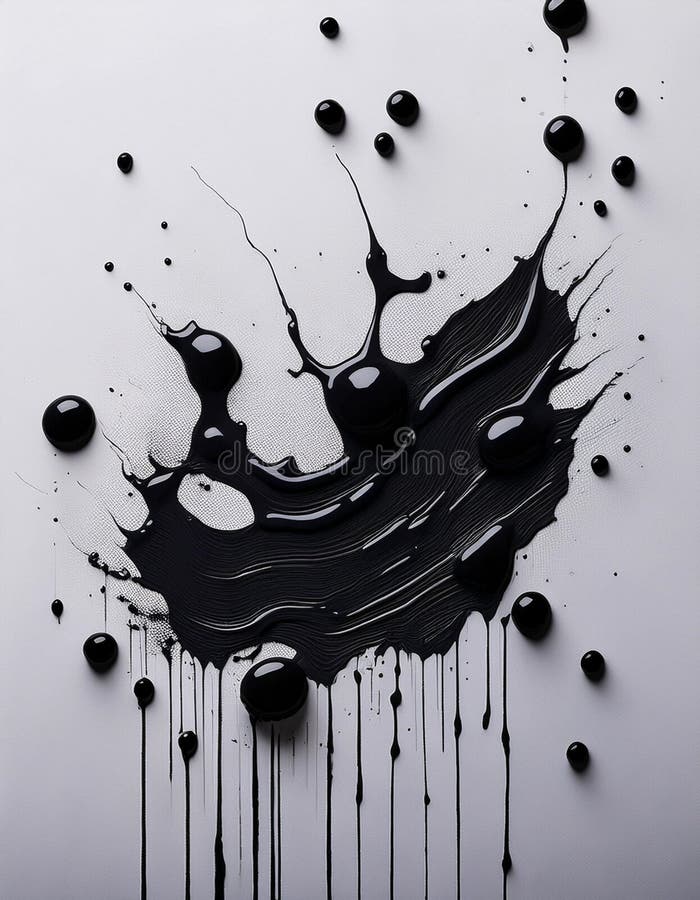Black Ink Droplets on White Paper Stock Photo - Image of monochrome ...