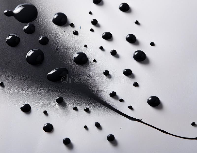 Black Ink Droplets on White Paper Stock Image - Image of minimalist ...