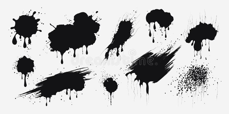 Black Ink Drops. Isolated Paint Splashes. Stock Vector - Illustration ...