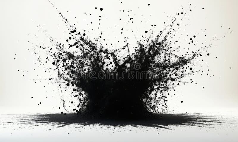 Black Ink Explosion Creating Dynamic Abstract Art on White Background ...