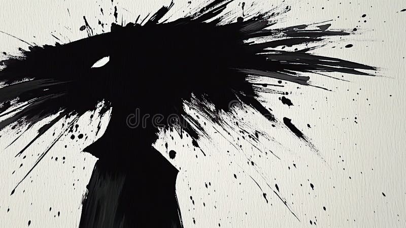 Black Ink Explosion, Head Silhouette, Abstract Art, White Background ...