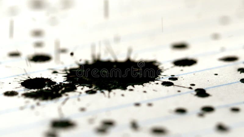 Black Ink Falling on Lined Paper Stock Video - Video of highspeed ...
