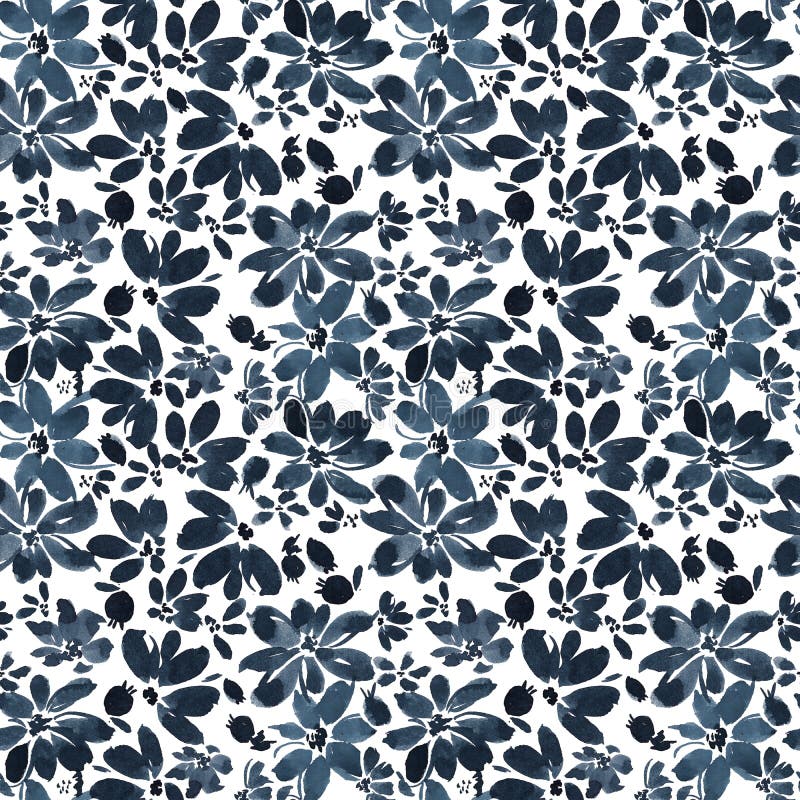 Black ink floral pattern stock illustration. Illustration of pattern ...