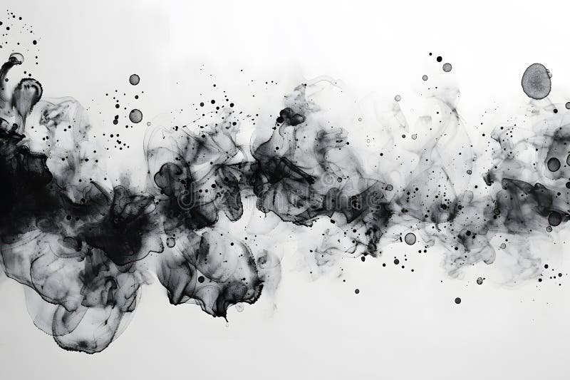 Black Ink Flowing Elegantly on White, Forming Modern Artistic Pattern ...