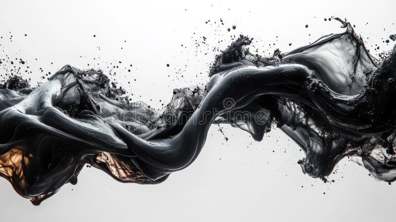 Black Ink Flowing in Waves stock illustration. Illustration of fluid ...