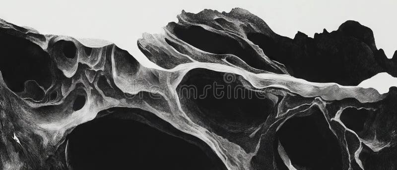 Black Ink Hatching Creates Intricate Textures and Tonal Contrasts on a ...