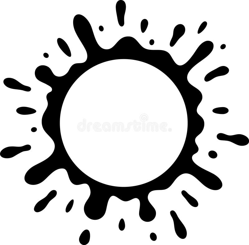 Black Ink Making a Circular Splatter with Space for Text or a Design in ...