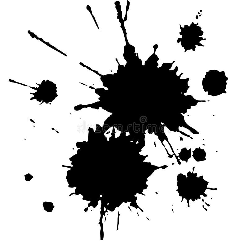 Black Ink Paint Spots. Drops Texture Isolated on White Background. Set ...
