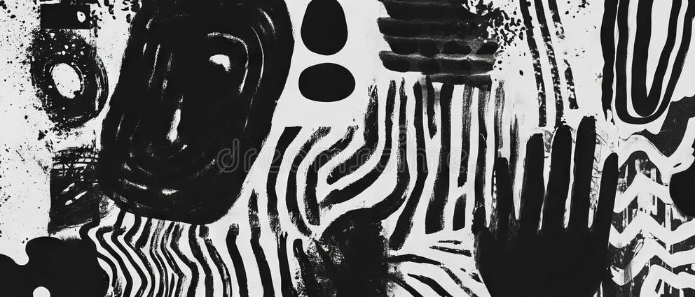 Black Ink Patterns Create Abstract Textures on a White Background for ...