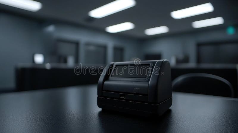 A Black Ink Printer Sits on a Black Desk in an Office. Stock Image ...