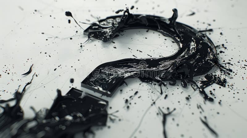Black Ink Question Mark Splatter Abstract Art White Background Stock ...