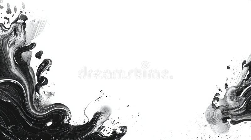 Black Ink Sketch Background with Abstract Elements Providing Space for ...