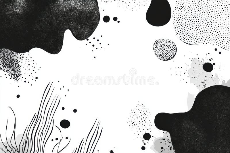 Black Ink Sketch Illustration Background with Abstract Elements and ...