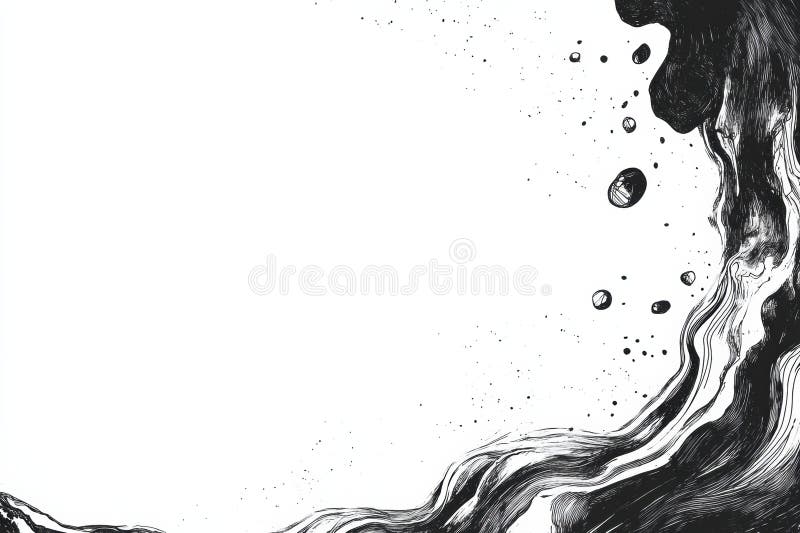 Black Ink Sketch Illustration Featuring Abstract Elements and a Blank ...