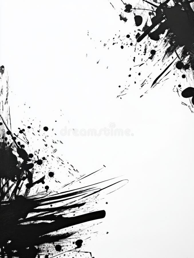 Black Ink Sketch Illustration Featuring Abstract Elements with Space ...