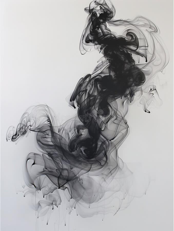 Black Ink Smoke Art on White Background, Generative AI Stock ...