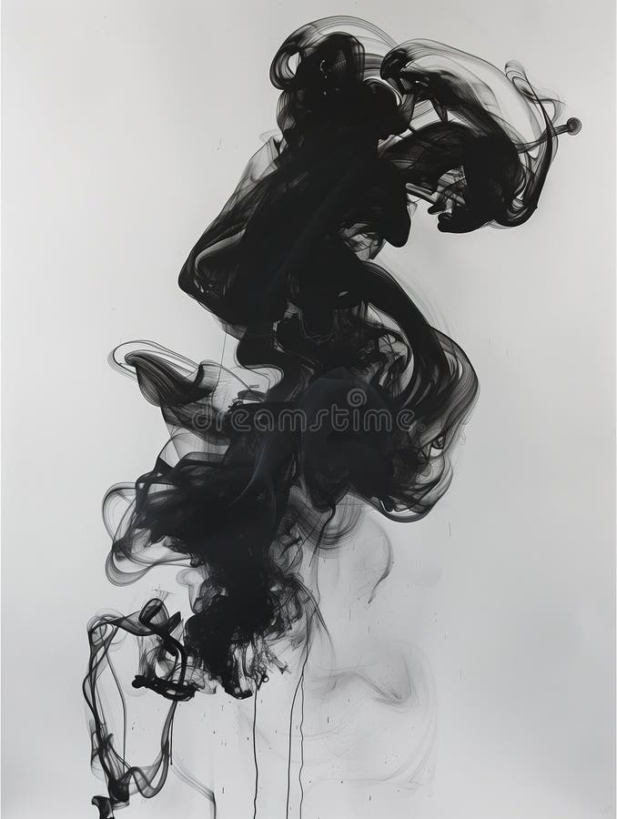 Black Ink Smoke Art on White Background, Generative AI Stock ...