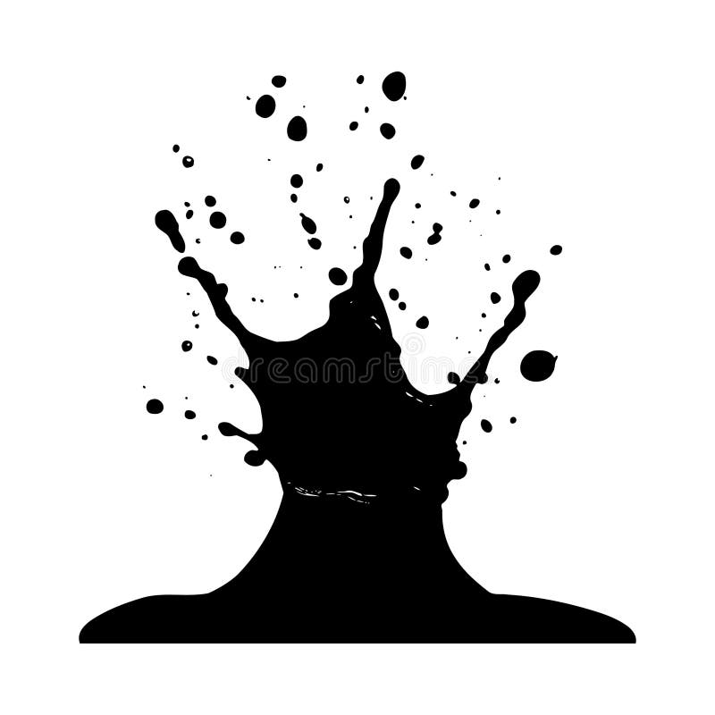 Black Ink Splash Crown Shape Spatter Background White Stock Vector ...