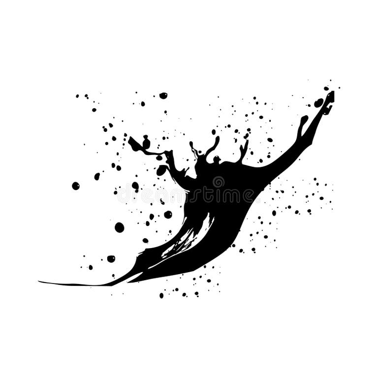 Black Ink Splash Dynamic Spatter Abstract Art White Stock Vector ...