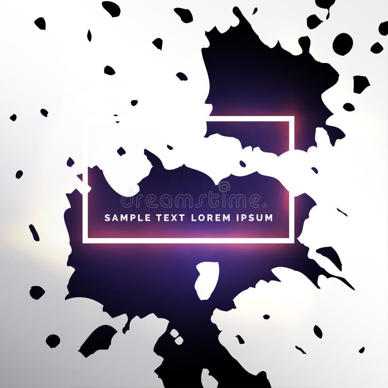 Black Ink Splash with Neon Frame Stock Vector - Illustration of frame ...