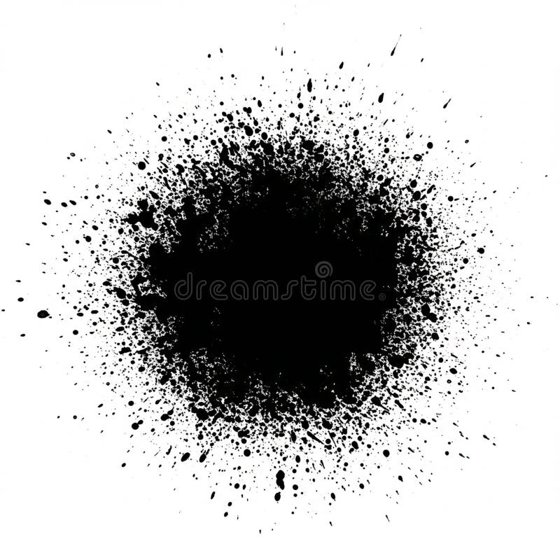 Black Ink Splatter with a Circular Dense Center Transitions into ...
