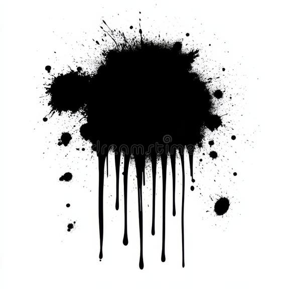 Black Ink Splatter Dripping Isolated on White Background, Ink, Splatter ...