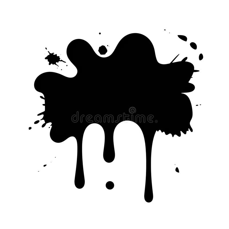 A Black Ink Splatter Drips Downward, Surrounded by Smaller Splatters ...