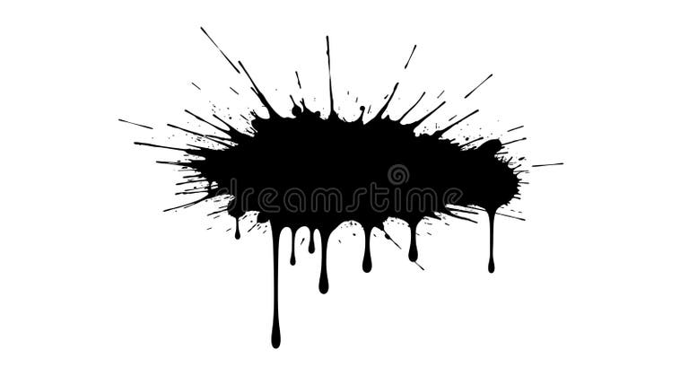 Black Ink Splatter with Drips Stock Illustration - Illustration of cartoon, poster: 393626069