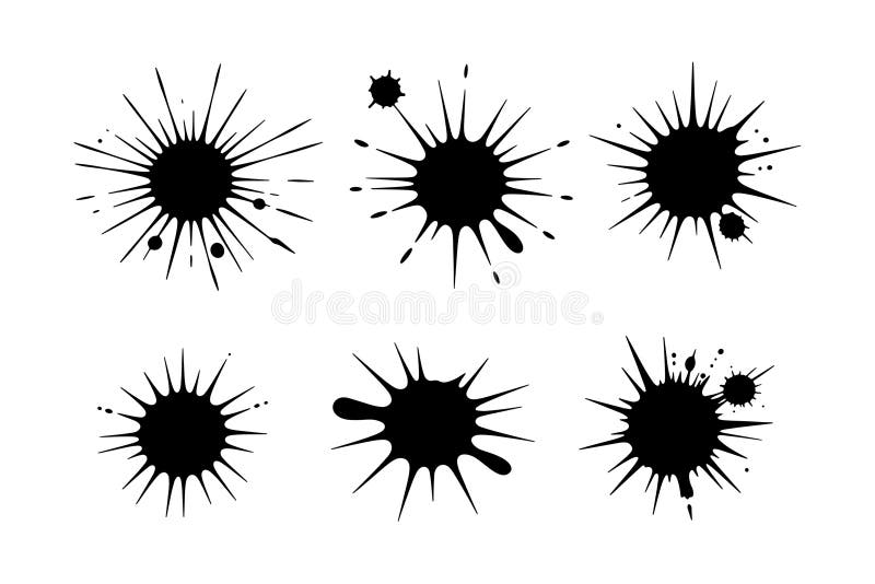 Black Ink Splatter Silhouette Set â€ Vector Isolated Paint Blots on ...