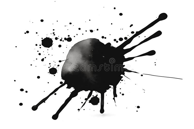 Abstract Black Ink Explosion White Minimalist Art Background Stock ...