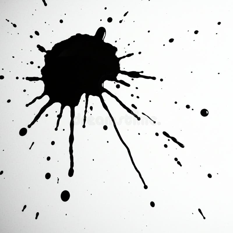 A Black Ink Splatter on a White Background Creates an Abstract Pattern ...