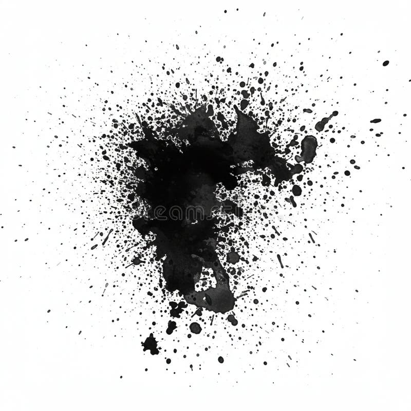 Black Ink Splatter on a White Background Creates an Abstract Pattern ...