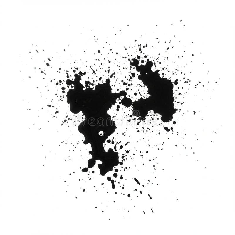 Black Ink Splatter on a White Background, Featuring Irregular, Abstract ...
