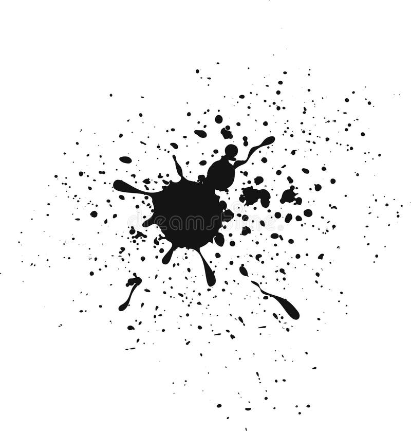 Black Ink Splattering on a White Background Creating an Abstract Shape ...