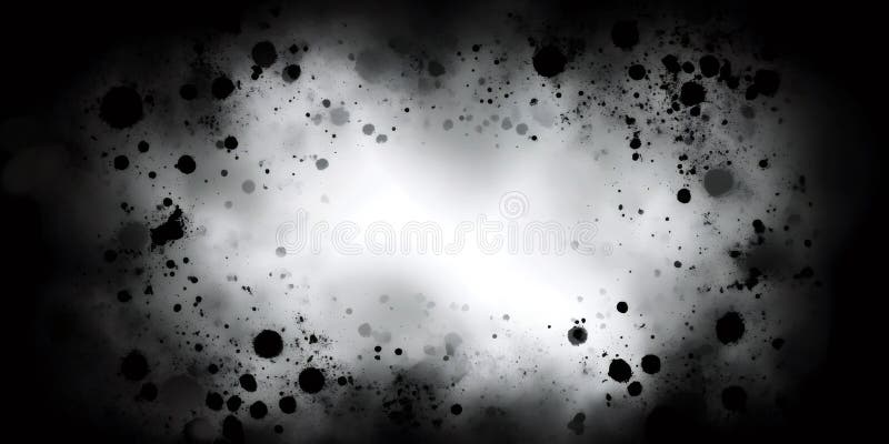 Black Ink Splattering on White and Fading To Black Creating a Textured ...