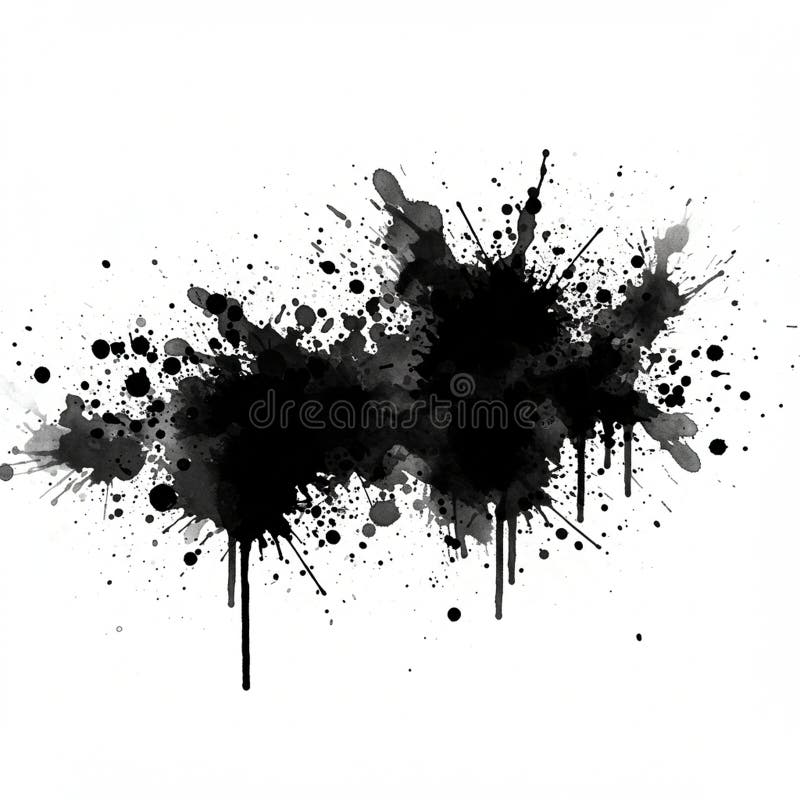 Black Ink Splatters Create an Abstract Pattern on a White Background ...