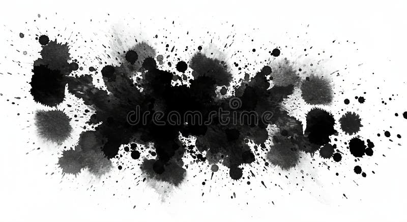 Black Ink Splatters Create a Chaotic, Abstract Pattern on a White ...