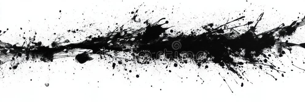 Abstract Ink Splatters Create a Chaotic Artistic Texture on White Paper ...
