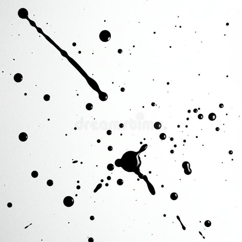 Black Ink Splatters on a White Background Create an Abstract Pattern ...