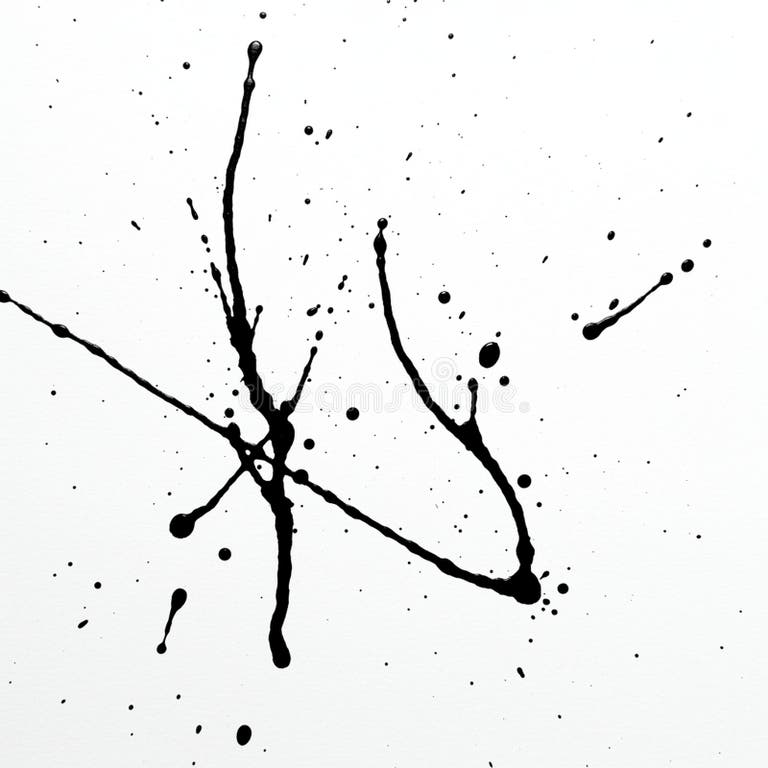 Black Ink Splatters on a White Background Create an Abstract Pattern ...