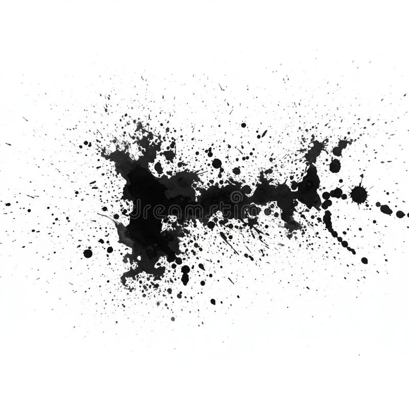 Black Ink Splatters on a White Background Create an Abstract Pattern ...