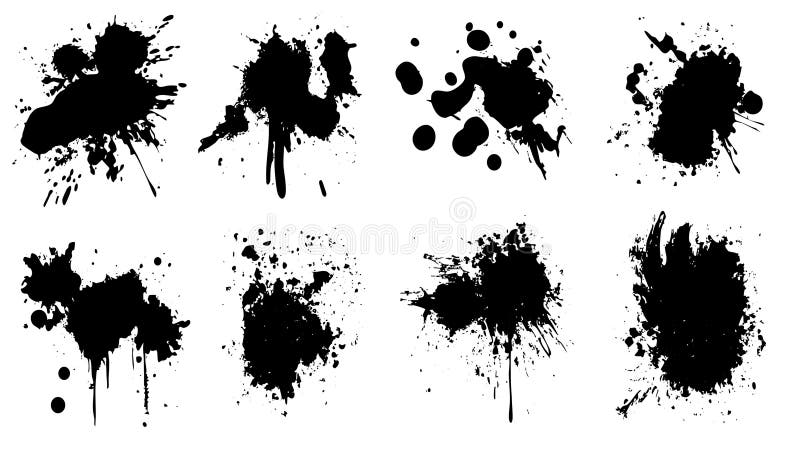 Black Ink Splatters on White Background Create Abstract Patterns and ...