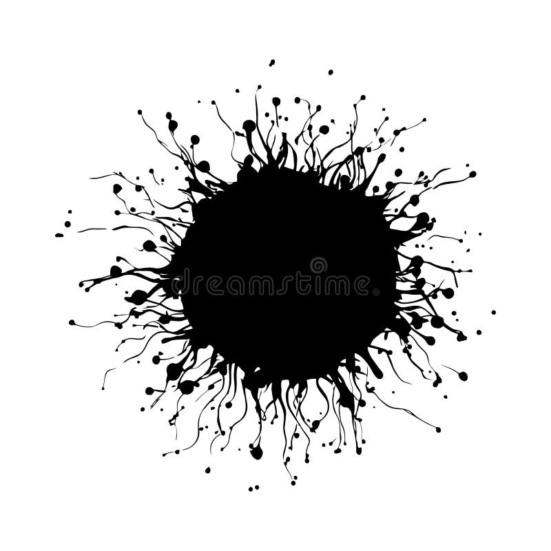 Black Ink Splotch Radial Design Element Splash Stock Vector ...