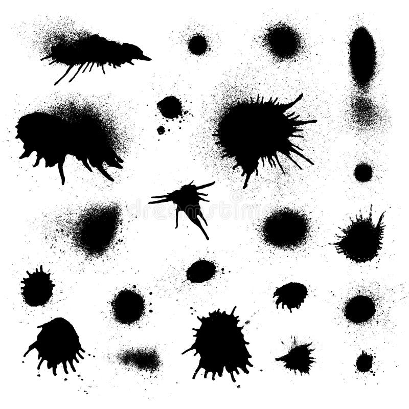 Fun Ink Blot Collection, Isolated, Black Drops On White Background ...
