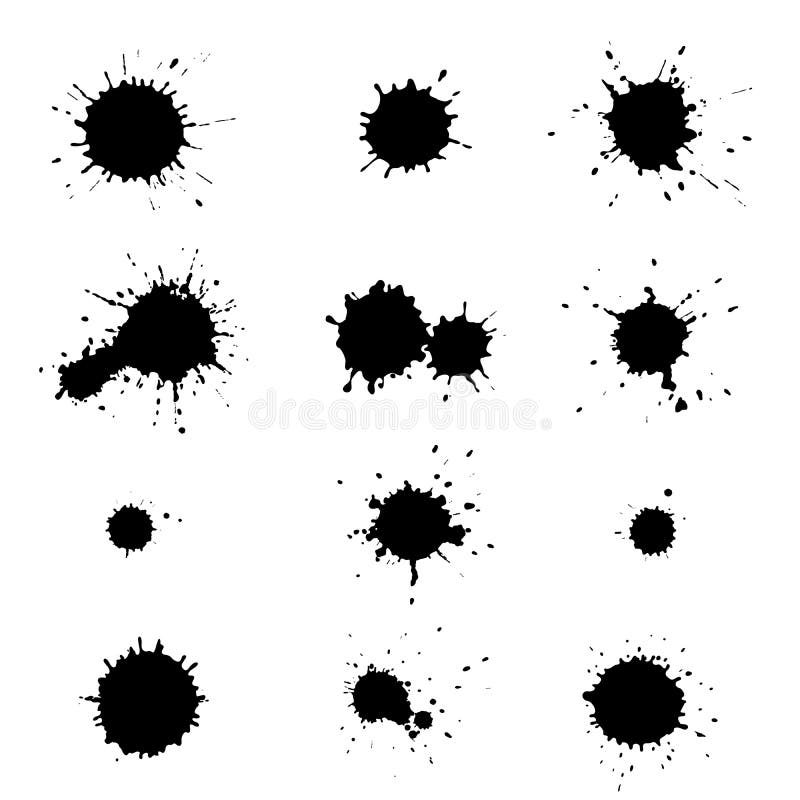 Black ink spots set stock vector. Illustration of splatter - 106431906