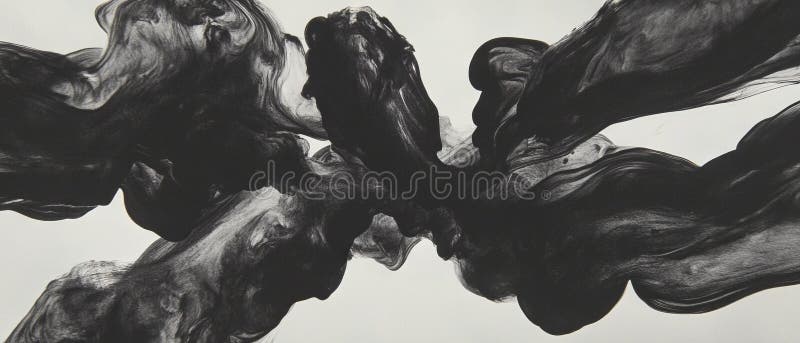 Black Ink Spreading on White Paper Creates Unique Textures and Diluted ...
