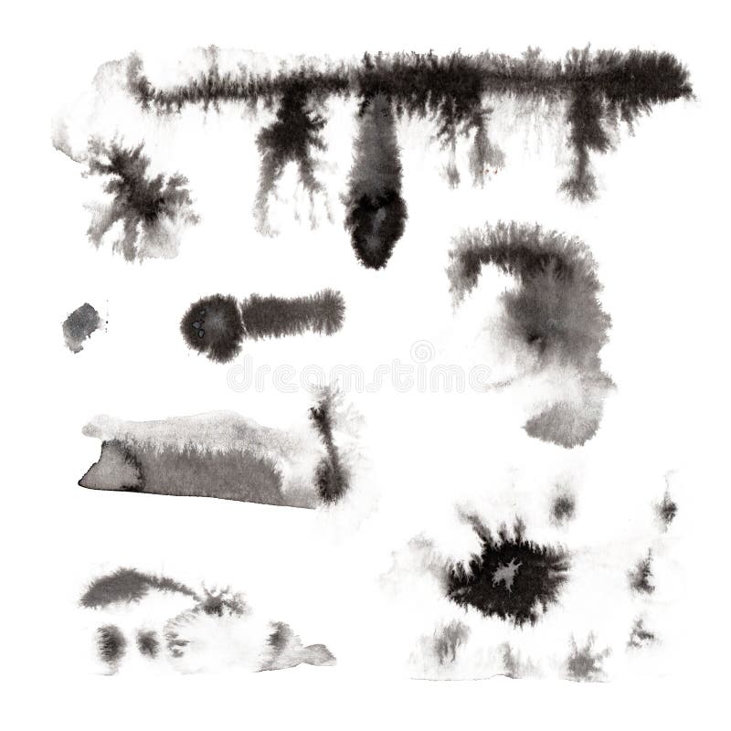 Black Ink Stains, Gold Acrylic Drops, Silver Stock Image - Image of ...