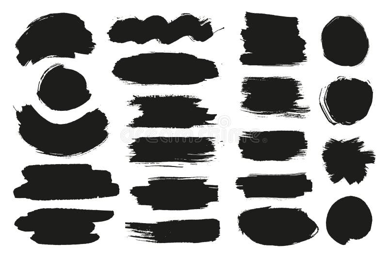 Black Ink Stains Mega Set Elements in Flat Graphic Design. Bundle ...