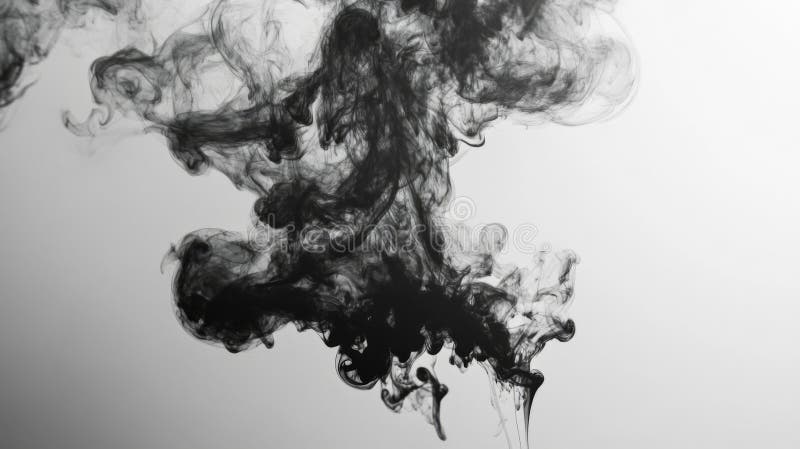 Black Ink Swirl on White Background Abstract Fluid Art Stock ...